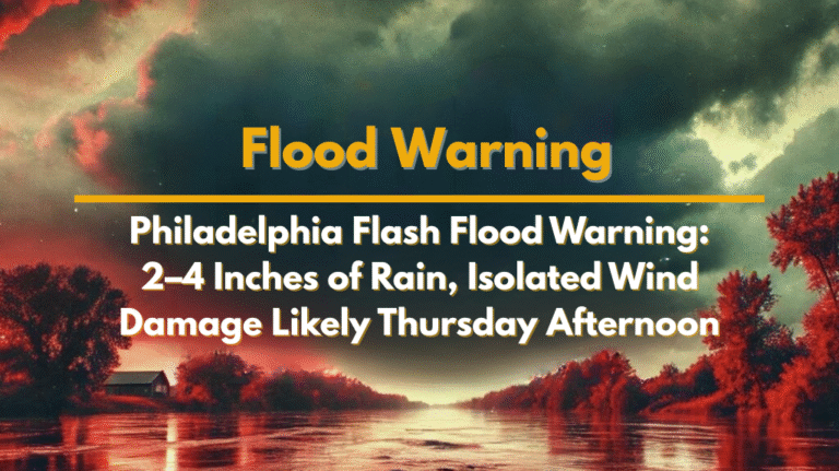 Philadelphia Flash Flood Warning: 2–4 Inches of Rain, Isolated Wind ...